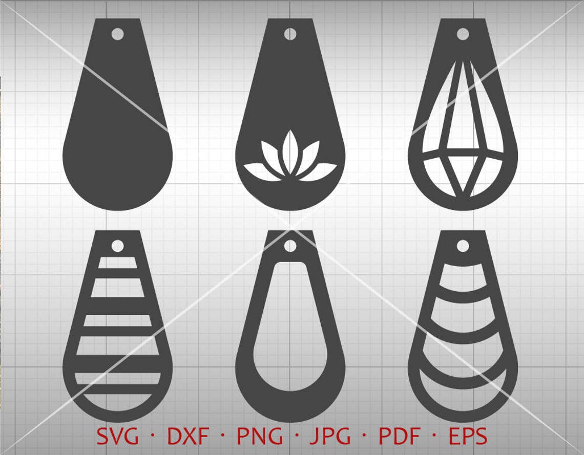 Teardrop SVG Earring SVG Pendant Svg Tear Drop Vector DXF - Etsy