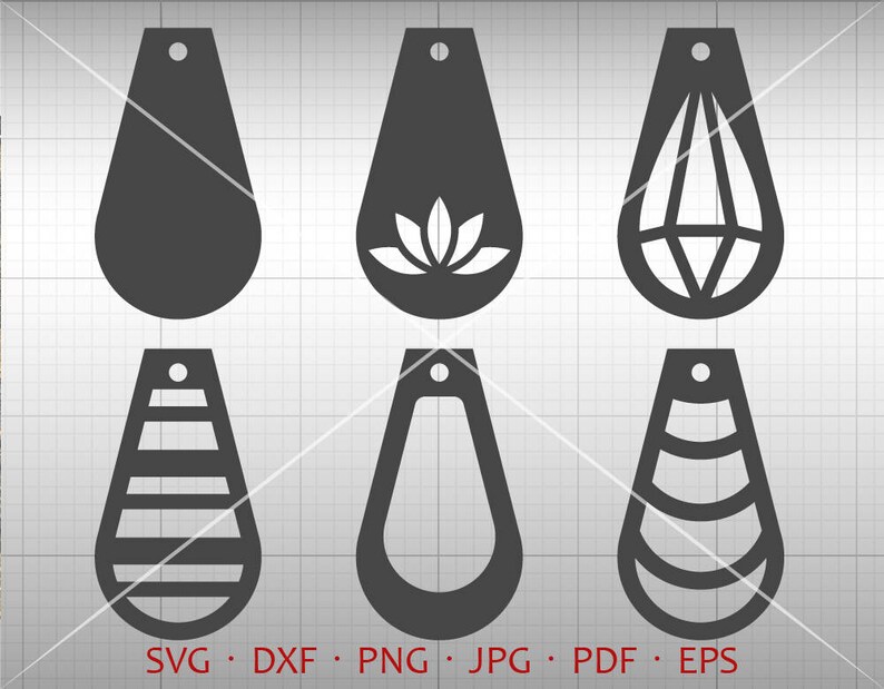 Teardrop SVG, Earring SVG, Pendant Svg, Tear Drop Vector DXF, Leather ...