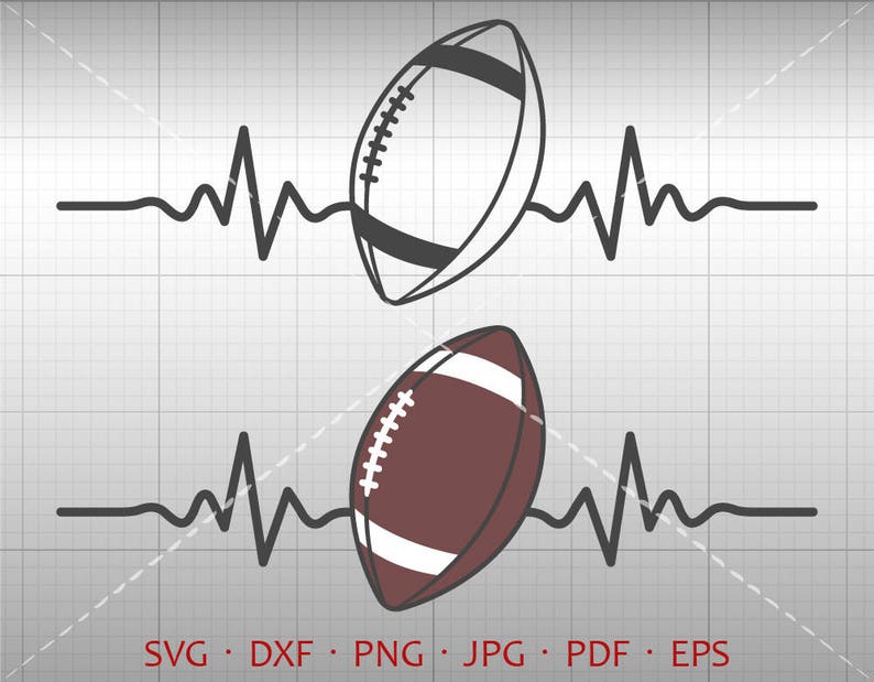 Heartbeat Football SVG Football Clipart Silhouette Cricut Cut | Etsy