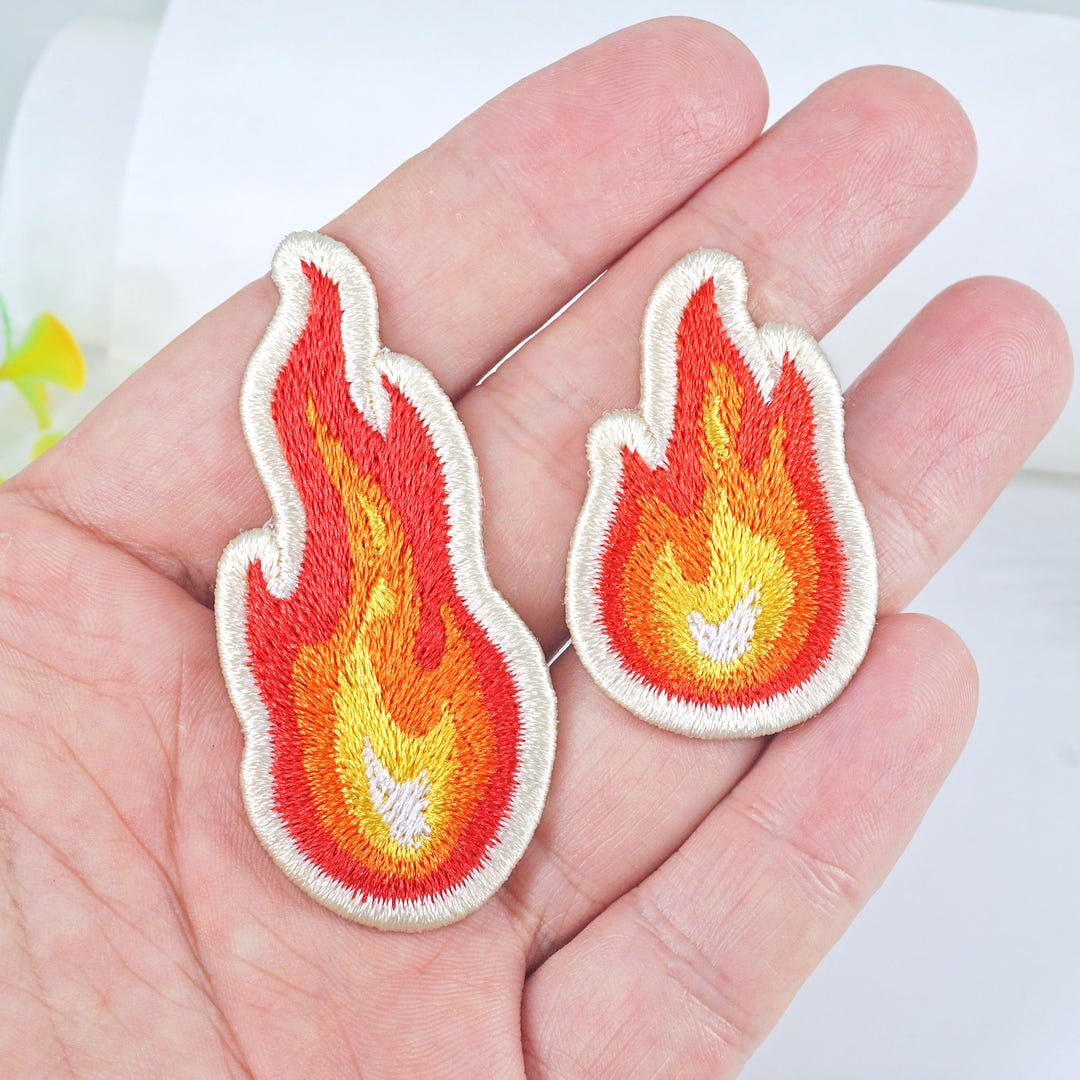 Flame Iron on Patch, Fire Patch, Blaze Embroidered Applique, Trucker ...