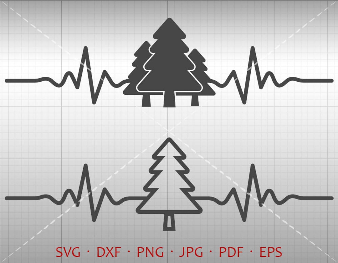 Heartbeat Christmas Tree SVG, EKG Christmas Tree Clipart Silhouette ...