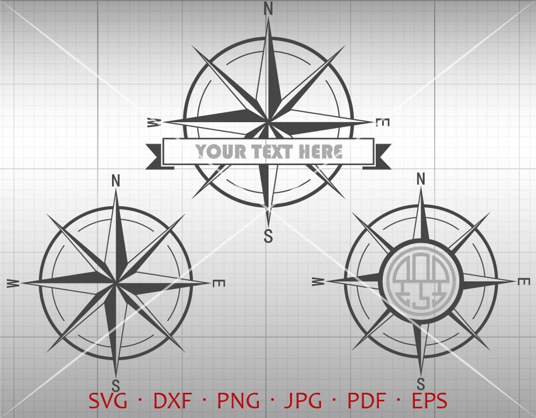 Compass SVG, Compass Monogram Frame , Compass Clipart Silhouette Cricut ...