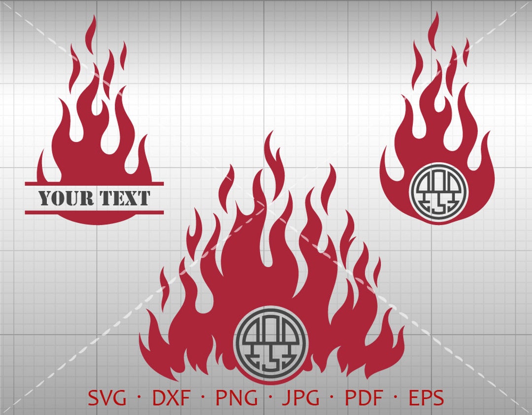 Fire SVG, Fire Monogram Frame , Flame Clipart Vector Silhouette Cricut ...