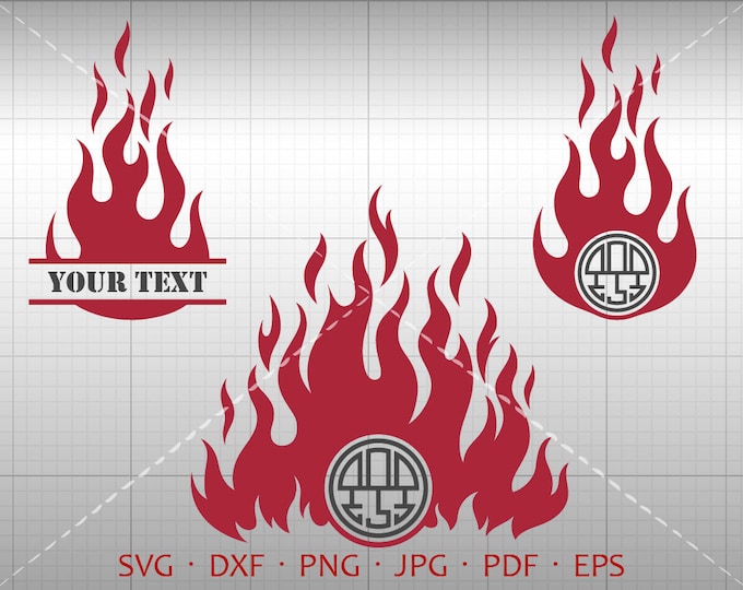 Fire SVG Fire Monogram Frame Flame Clipart Vector - Etsy