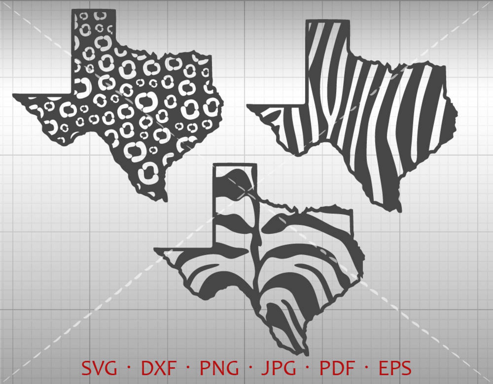 Animal Texas Map SVG TX State Outline Clipart DXF Zebra - Etsy