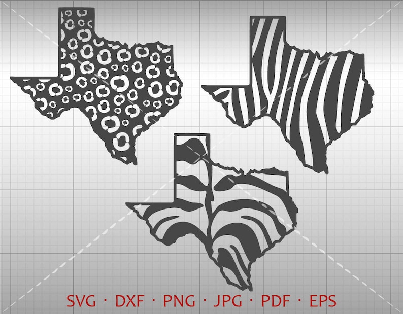 Animal Texas Map SVG TX State Outline Clipart DXF Zebra | Etsy
