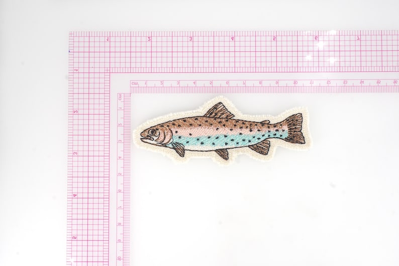 Rainbow Trout Embroidered Patch, Fish Canvas Applique, Spotted Seatrout ...