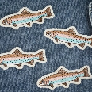 Rainbow Trout Embroidered Patch, Fish Canvas Applique, Spotted Seatrout ...