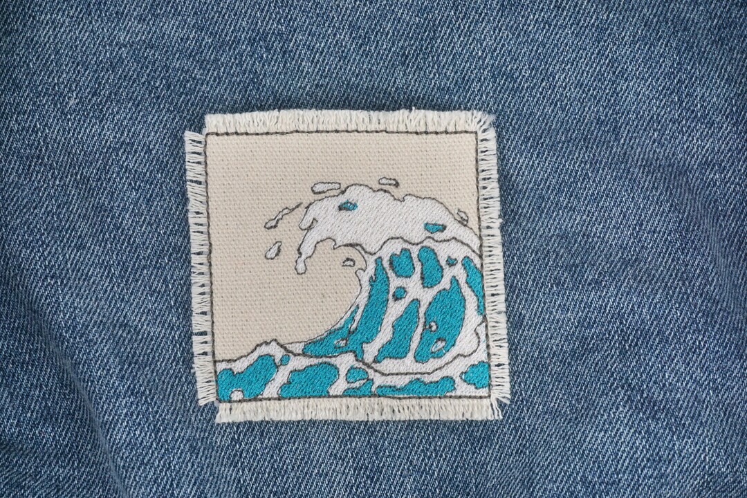 Sea Waves Embroidered Patch (sew On), Waves Canvas Applique - Etsy