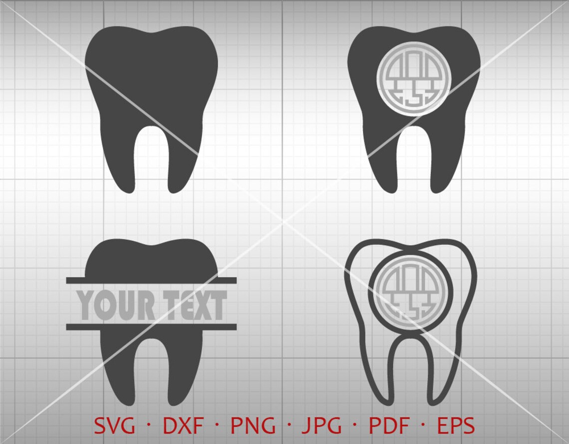 Tooth SVG Tooth Monogram Frame Dentist Clipart Vector DXF | Etsy
