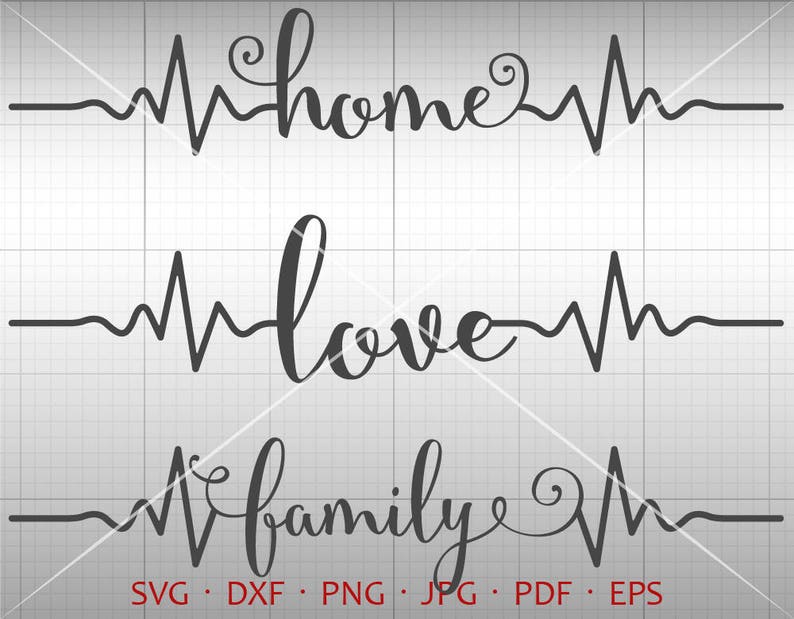 Heartbeat Family SVG, EKG Home Svg, Heartbeat Love Svg Clipart DXF ...