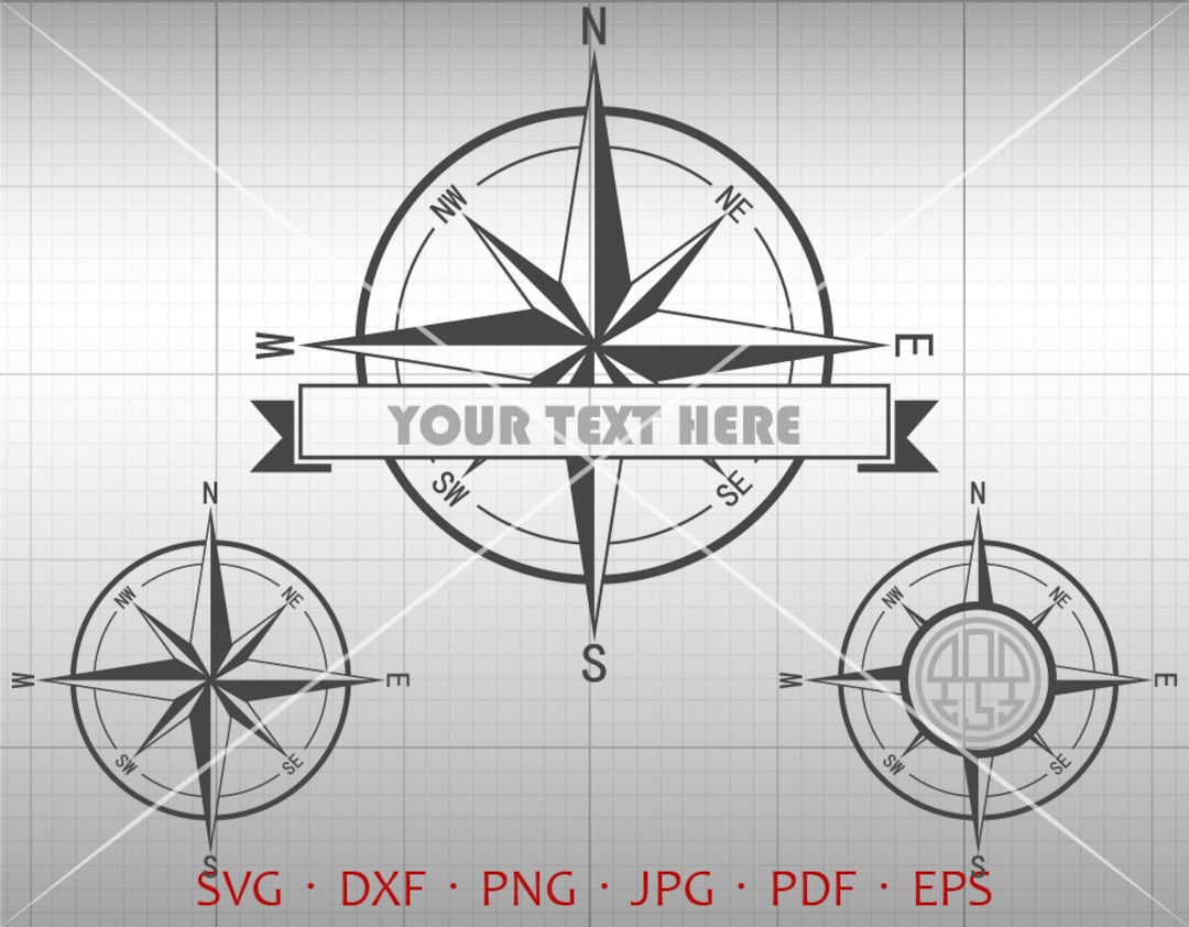 Navigation Compass SVG, Compass Monogram Frame , Compass Clipart ...