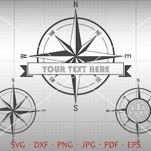 Navigation Compass SVG Compass Monogram Frame Compass - Etsy