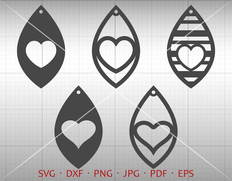 Valentine Tear Drop SVG Heart Pendant SVG Vector DXF Leaf - Etsy