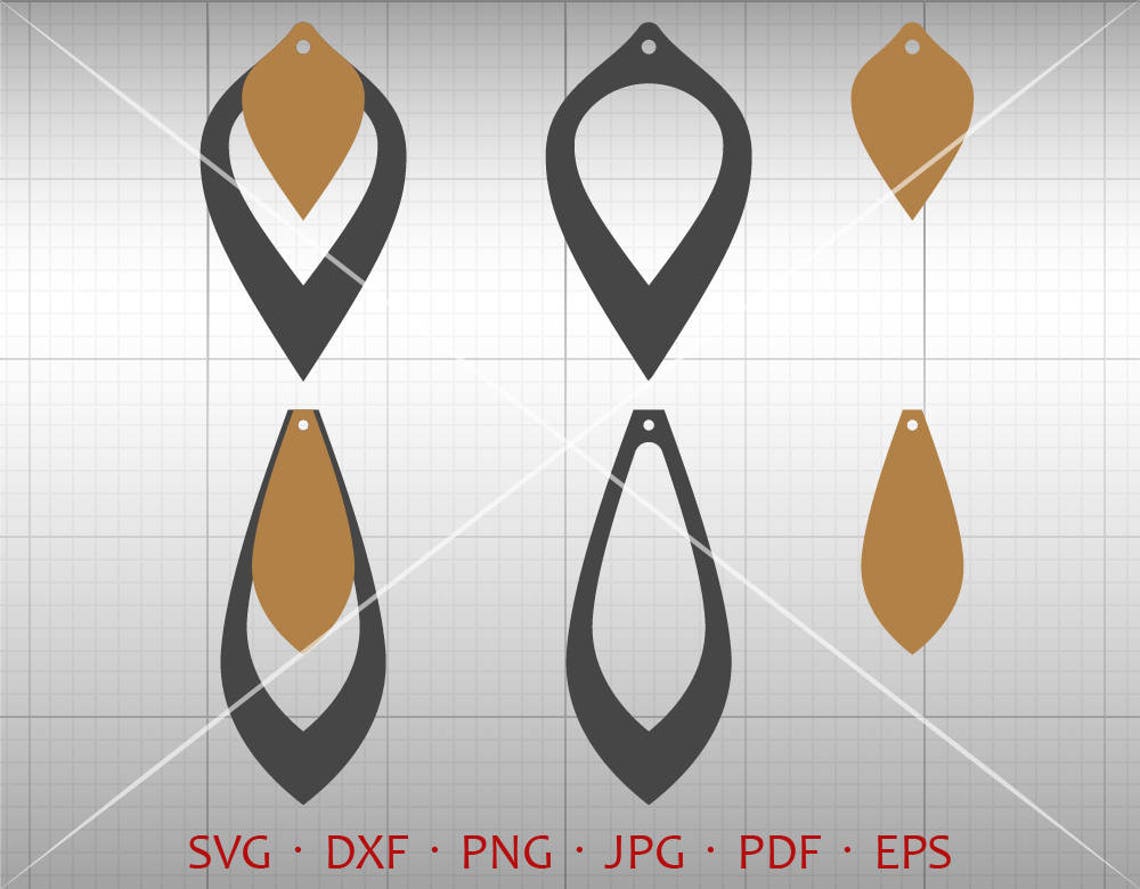 Stacked Earring SVG, Hollow Out Tear Drop SVG, Pendant Svg, Teardrop ...