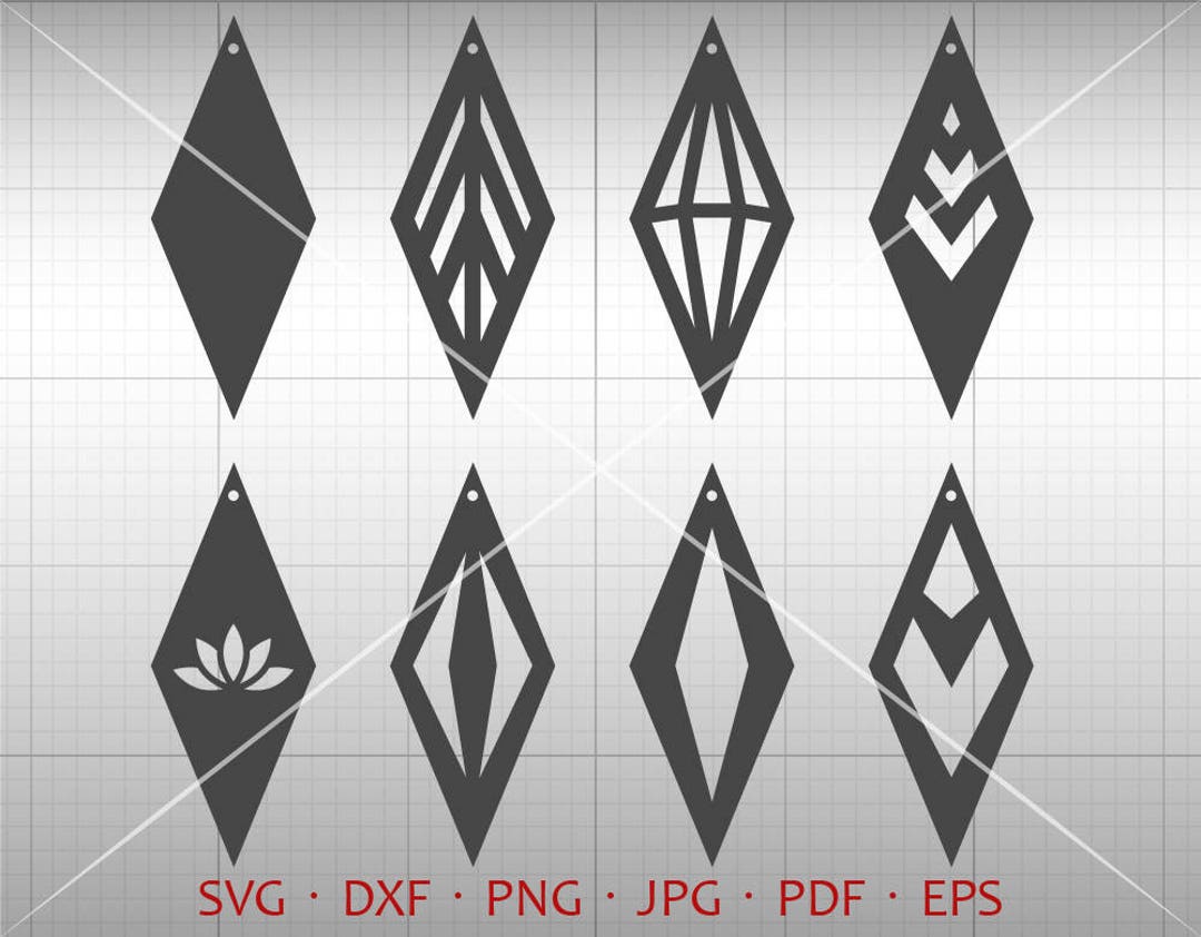 Diamond Earring SVG, Diamond Pendant Svg, Diamond Tear Drop Vector DXF ...