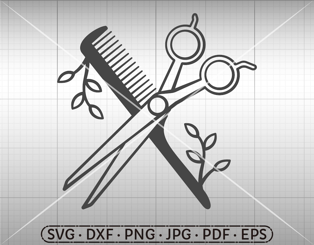Barber SVG, Hairdresser SVG, Floral Scissors and Comb SVG, Silhouette ...