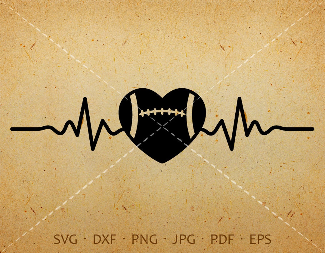 Heartbeat Football SVG, EKG Football Svg, Football Heart Clipart DXF ...