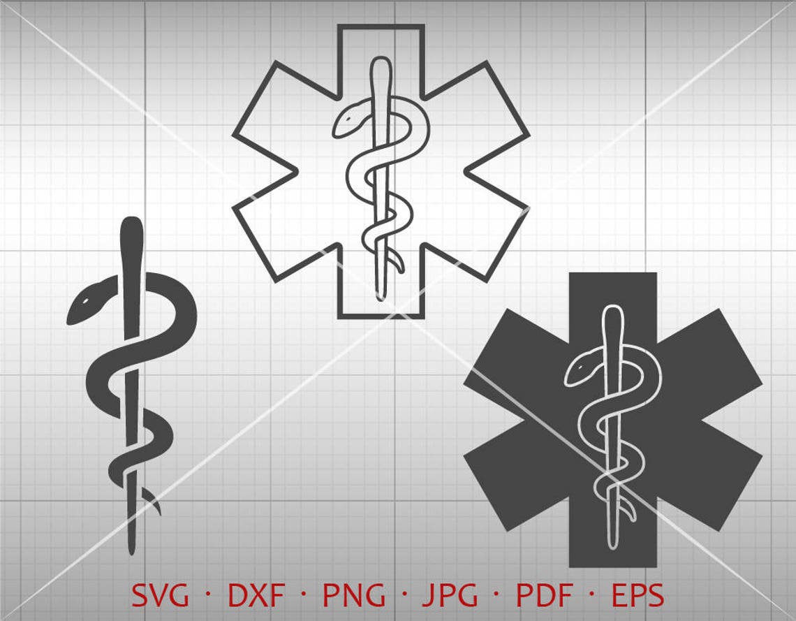 EMT Symbol SVG, Medical Symbol Clipart, Caduceus Vector DXF Silhouette ...