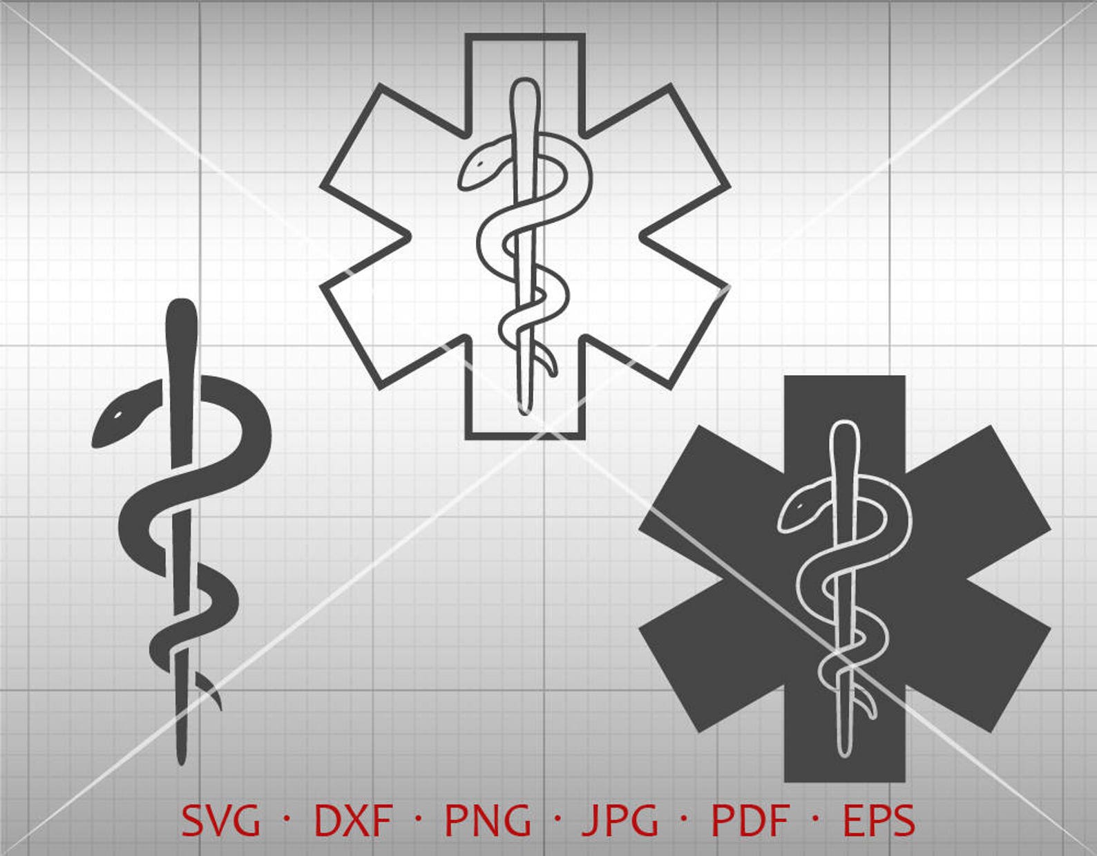 EMT Symbol SVG Medical Symbol Clipart Caduceus Vector DXF | Etsy