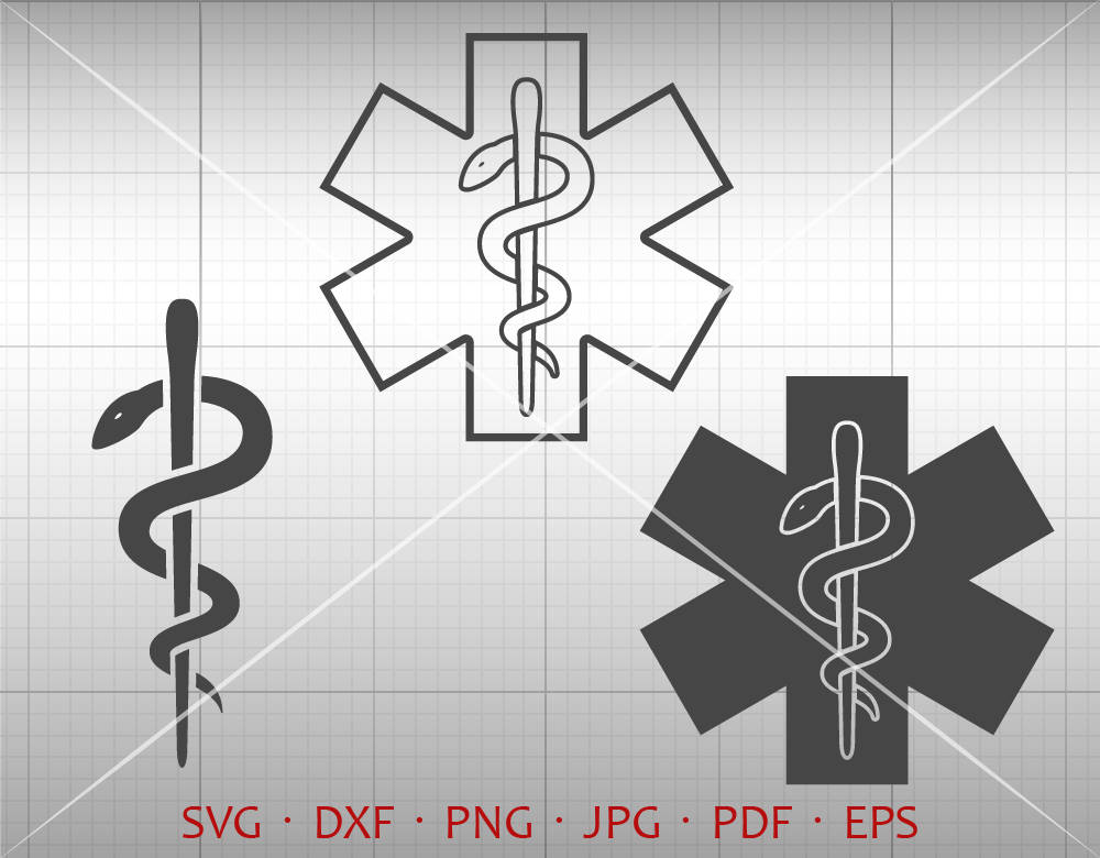 EMT Symbol SVG Medical Symbol Clipart Caduceus Vector DXF | Etsy
