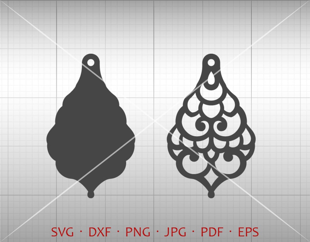 Flower Earring SVG, Tear Drop SVG, Pendant Svg, Vector DXF, Leather ...