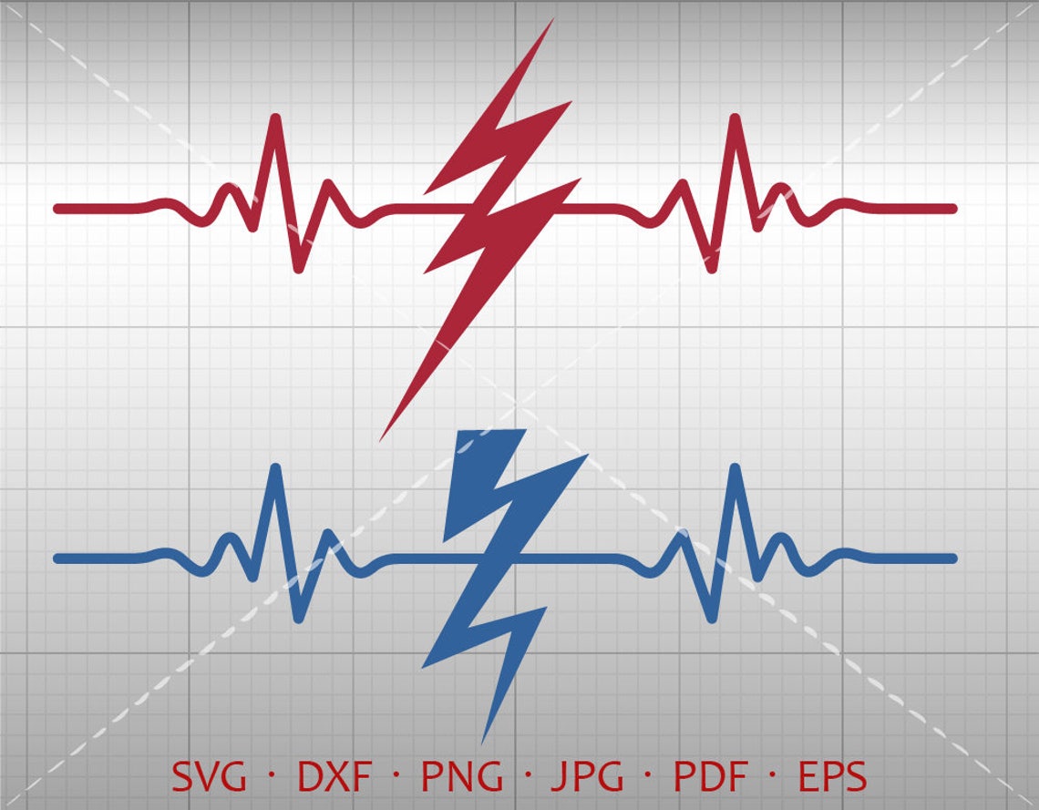 Heartbeat Lightning SVG EKG Flash Clipart Bolt SVG | Etsy