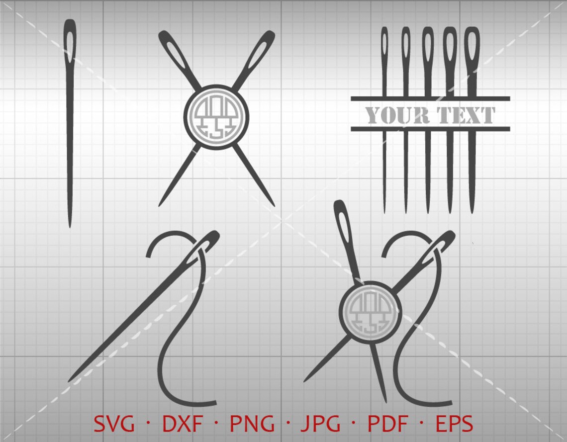 Sewing Needle SVG Quilter Monogram Frame Needle Clipart - Etsy