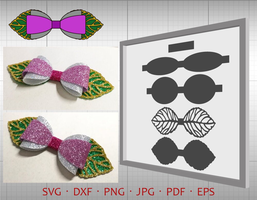 Leaf Bow SVG DIY Bow Cut File Leather Hair Accessories - Etsy México