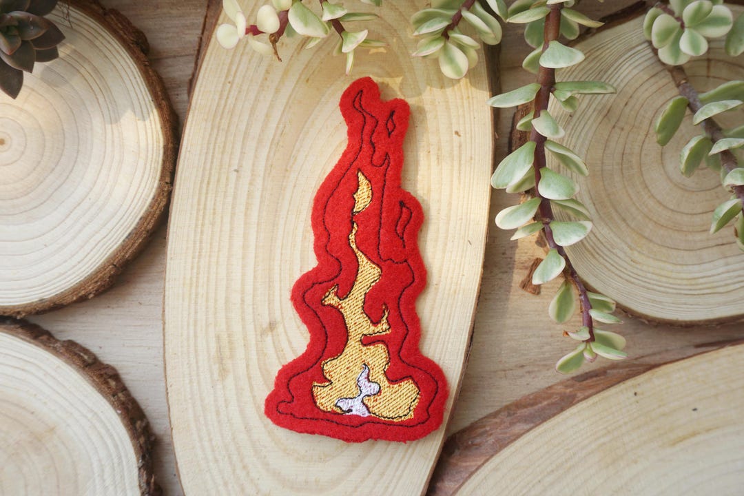 Flame Patch (sew On), Embroidered Wool Fire Applique - Etsy