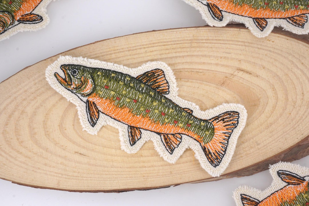 Brook Trout Embroidered Patch, Fish Canvas Applique, Speckled Trout ...