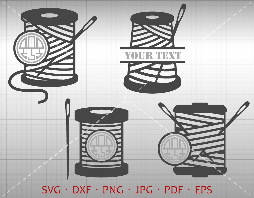 Sewing Needle Thread SVG Sewing Monogram Frame Needle | Etsy