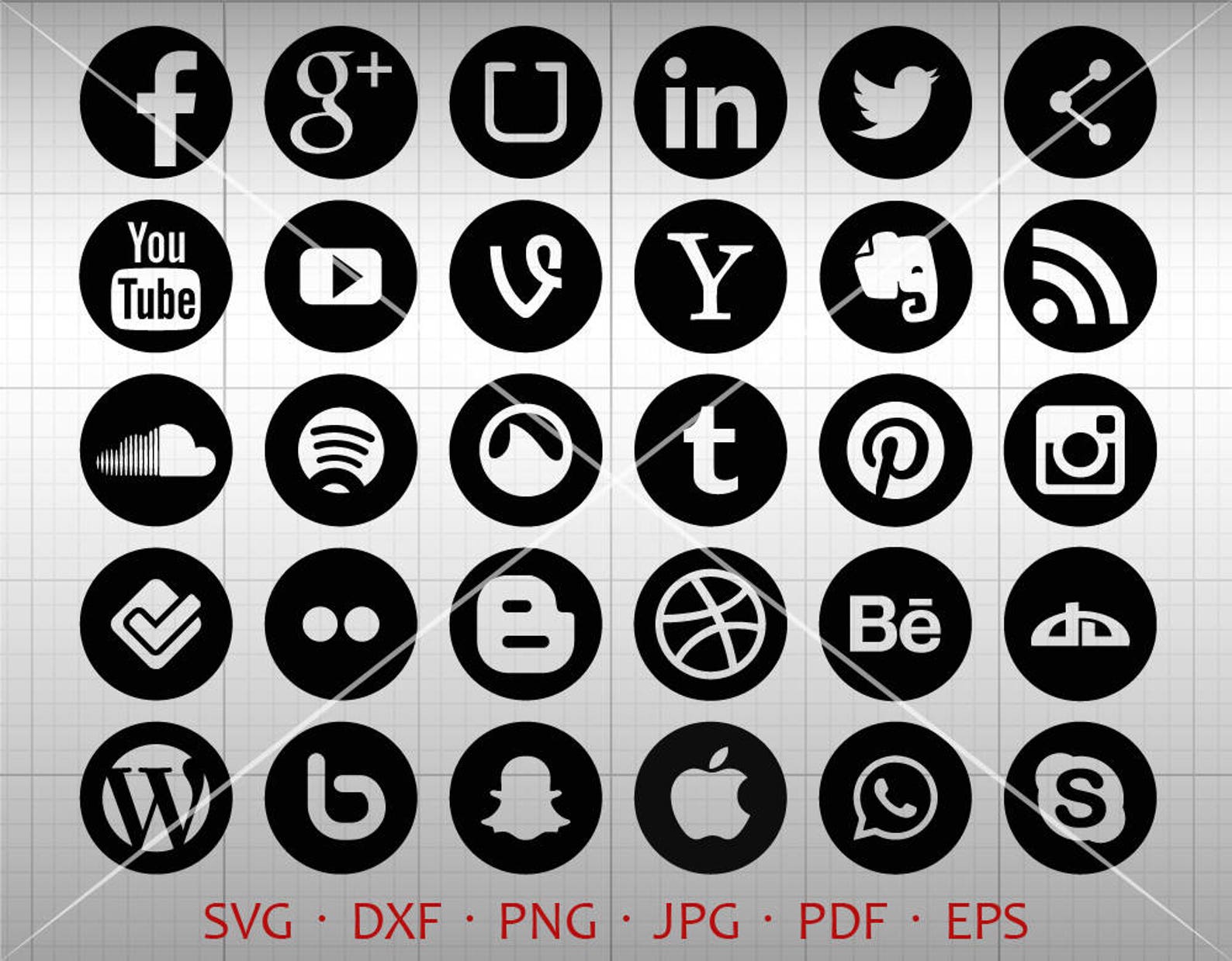 Social Media SVG Round Social Icon Clipart Silhouette Cricut - Etsy
