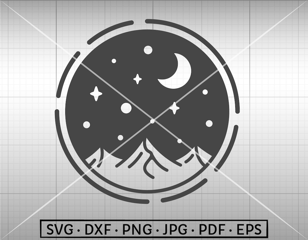 Starry Mountain SVG, Starry SVG, Night Landscape SVG, Silhouette Cricut ...