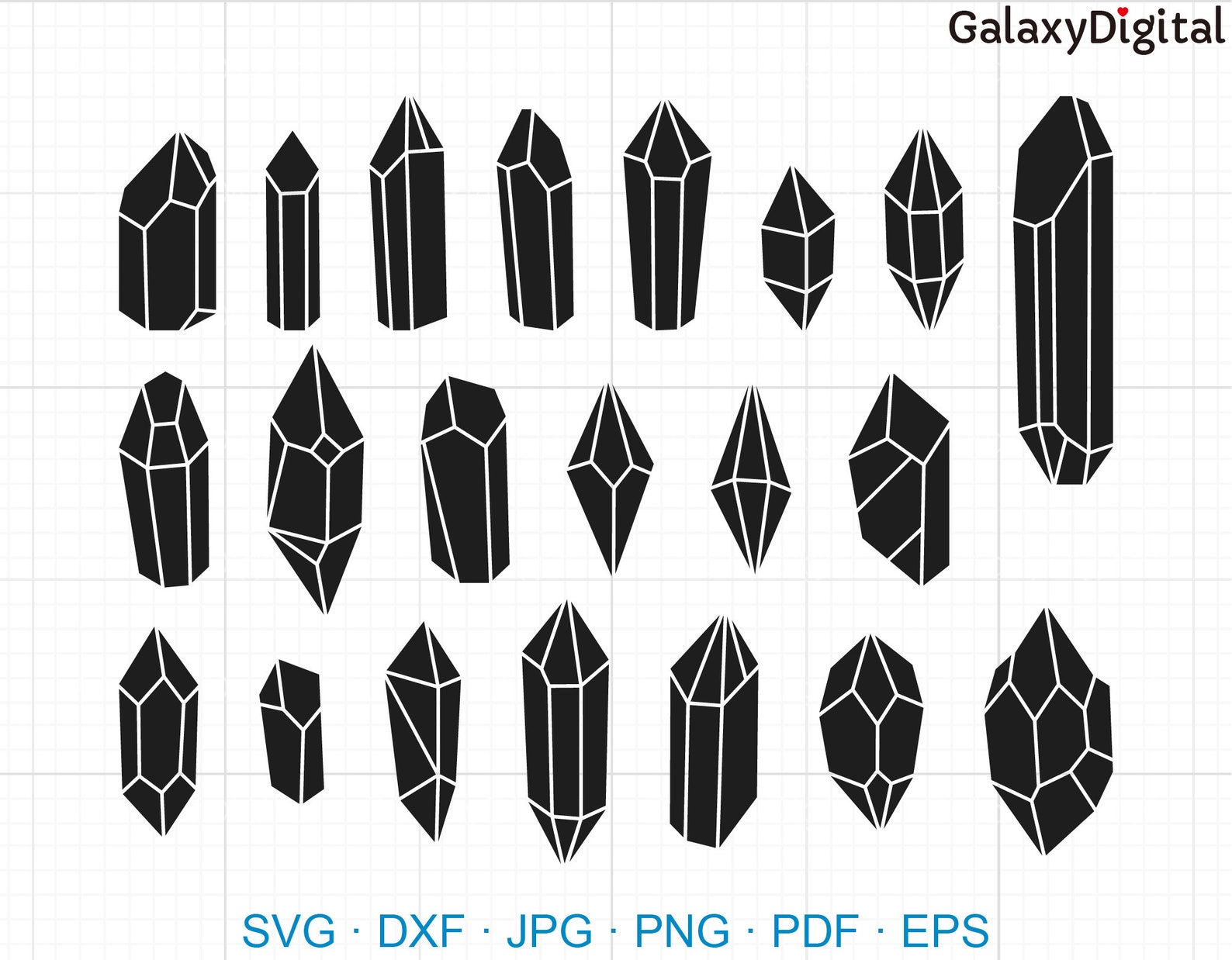 Crystal SVG Gemstone SVG Crystal Gem Clipart Silhouette - Etsy