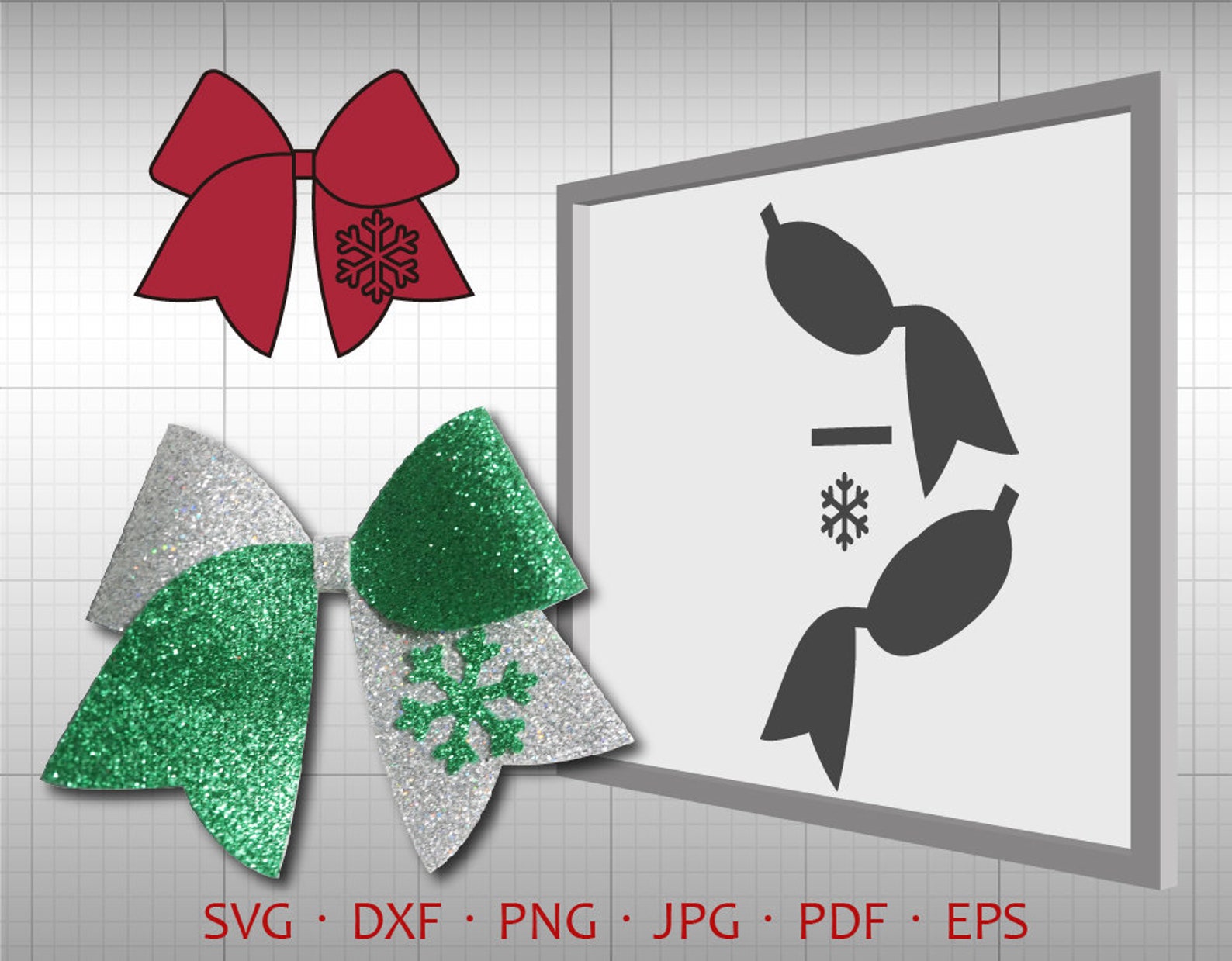 Christmas Cheer Bow SVG, DIY Bow Cut File, Leather Hair Accessories ...