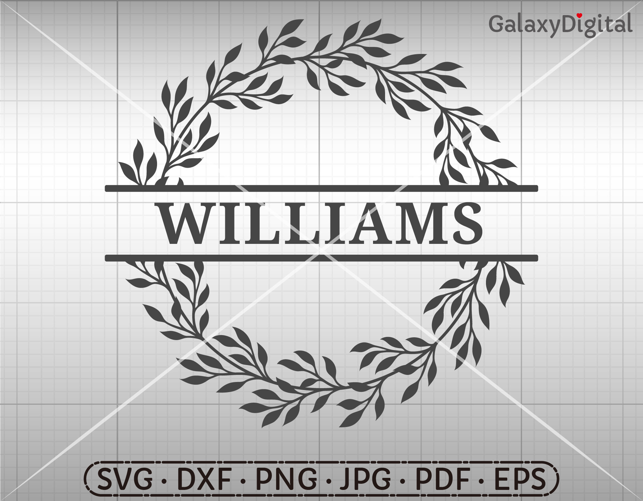 Wedding Split Wreath Monogram SVG Split Family Name Wreath | Etsy