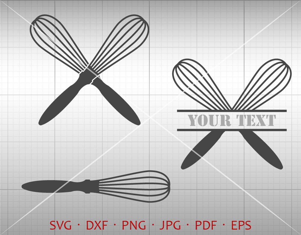 Whisk SVG Baking Monogram Frame Kitchen Clipart Silhouette - Etsy