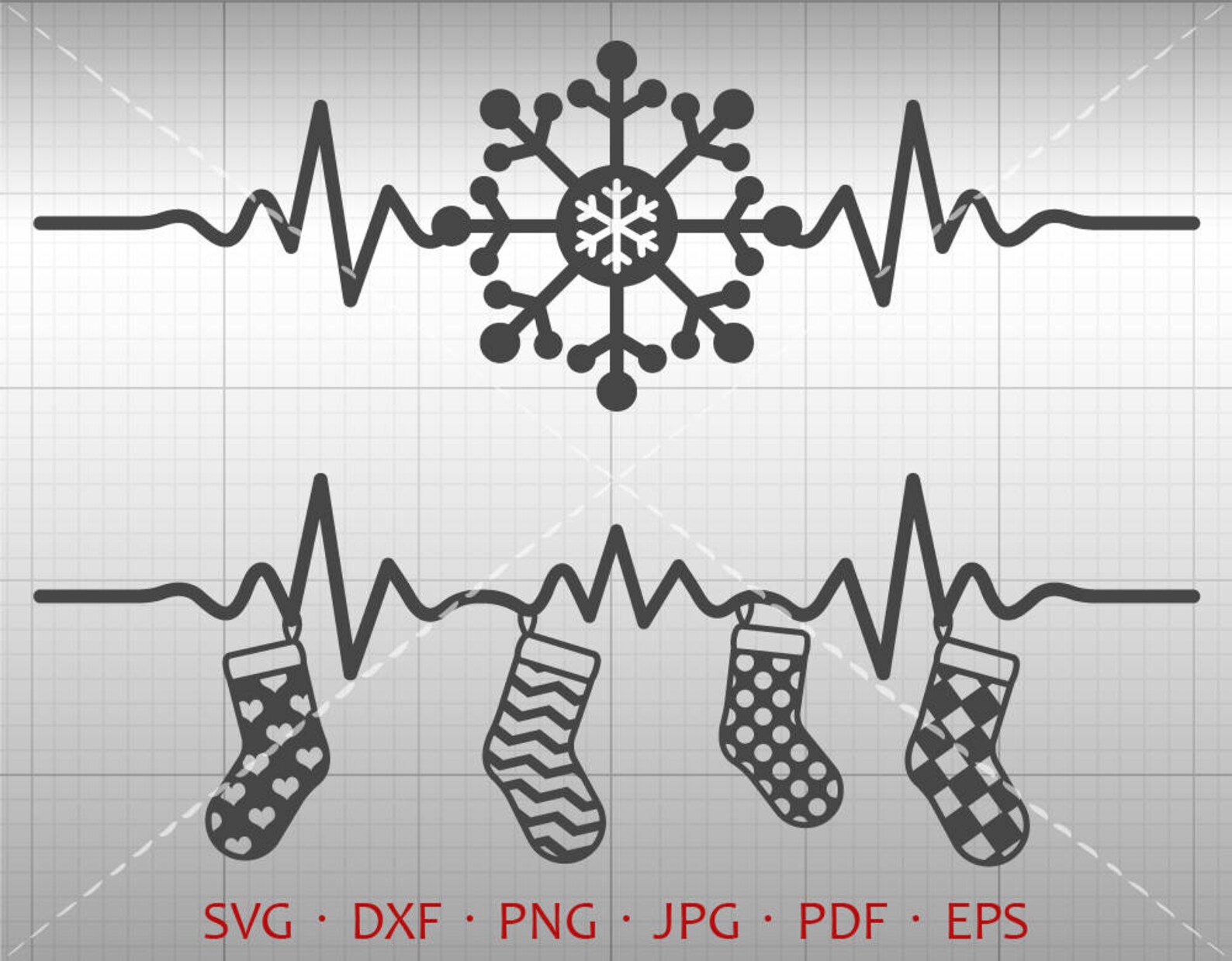 Heartbeat Christmas SVG, EKG Snowflake Clipart, Heartbeat Heartbeat ...