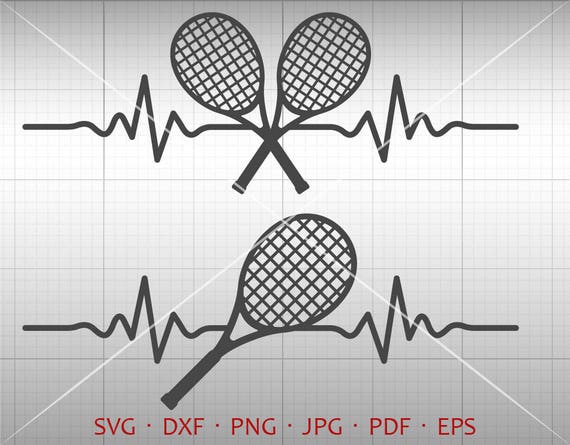 Heartbeat Tennis Racket SVG Heartbeat Tennis Clipart | Etsy
