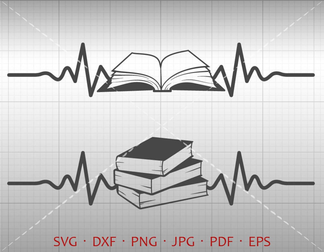 Heartbeat Book SVG, EKG Book Clipart, Student Svg DXF Silhouette Cricut ...
