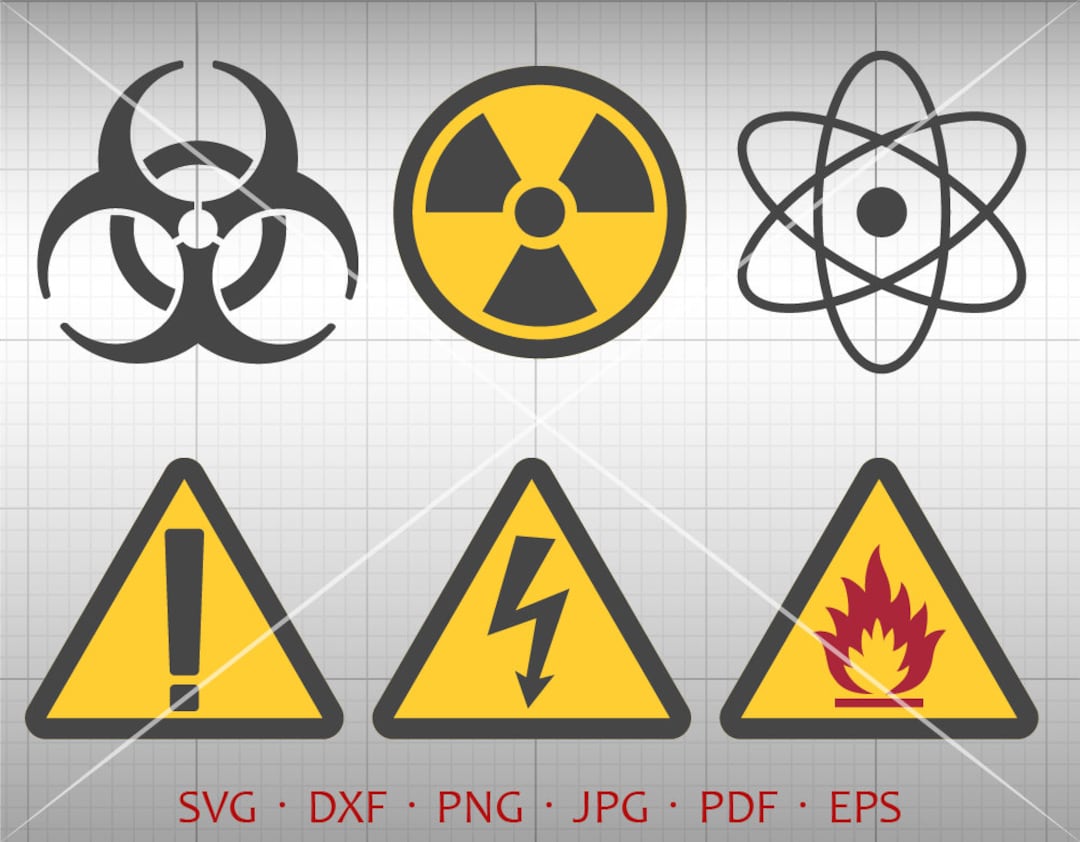 Danger Sign SVG, Hazard Symbol SVG, Radiation, Virus Clipart DXF Vector ...