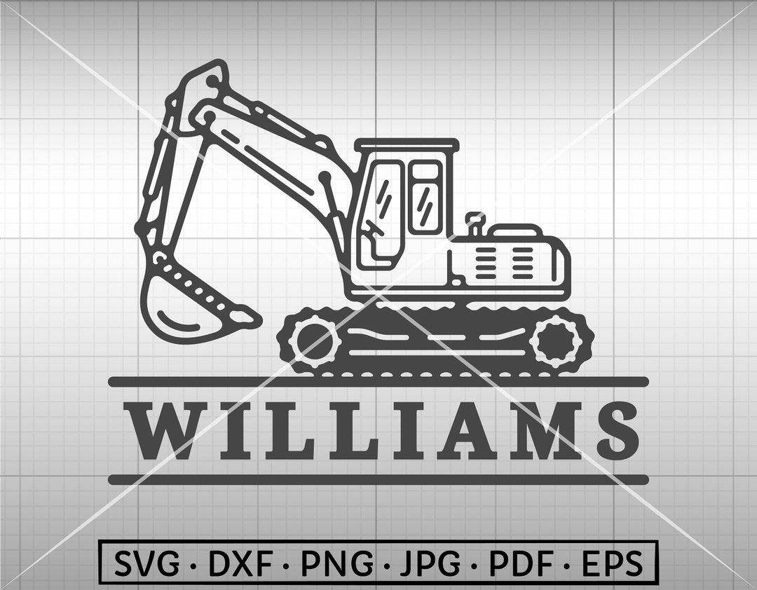 Simple Excavator Monogram SVG, Digger Frame SVG, Silhouette Cricut Cut ...