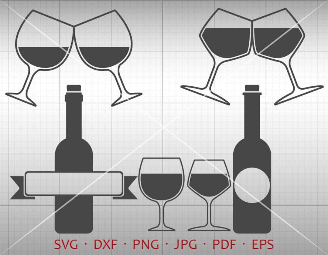 Cheers SVG, Wine Monogram Frame SVG , Wine Glass, Wine Bottle Clipart ...
