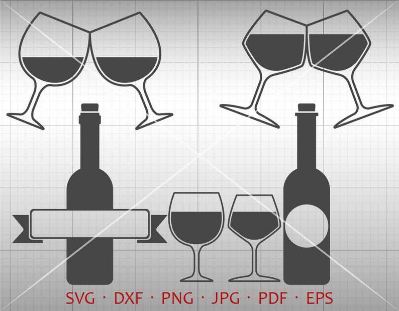 Cheers SVG Wine Monogram Frame SVG Wine Glass Wine Bottle - Etsy