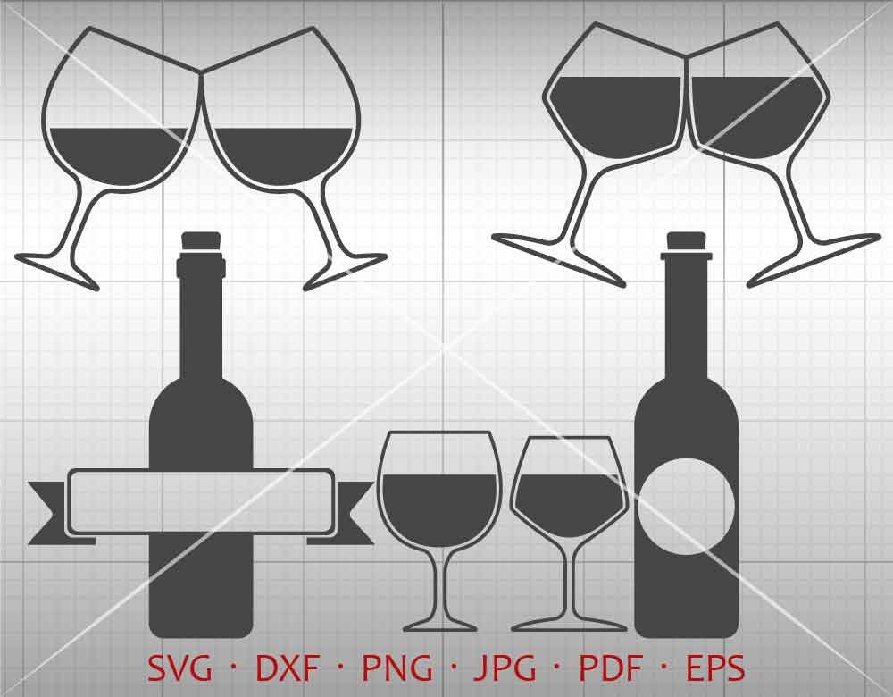 Cheers SVG Wine Monogram Frame SVG Wine Glass Wine Bottle - Etsy