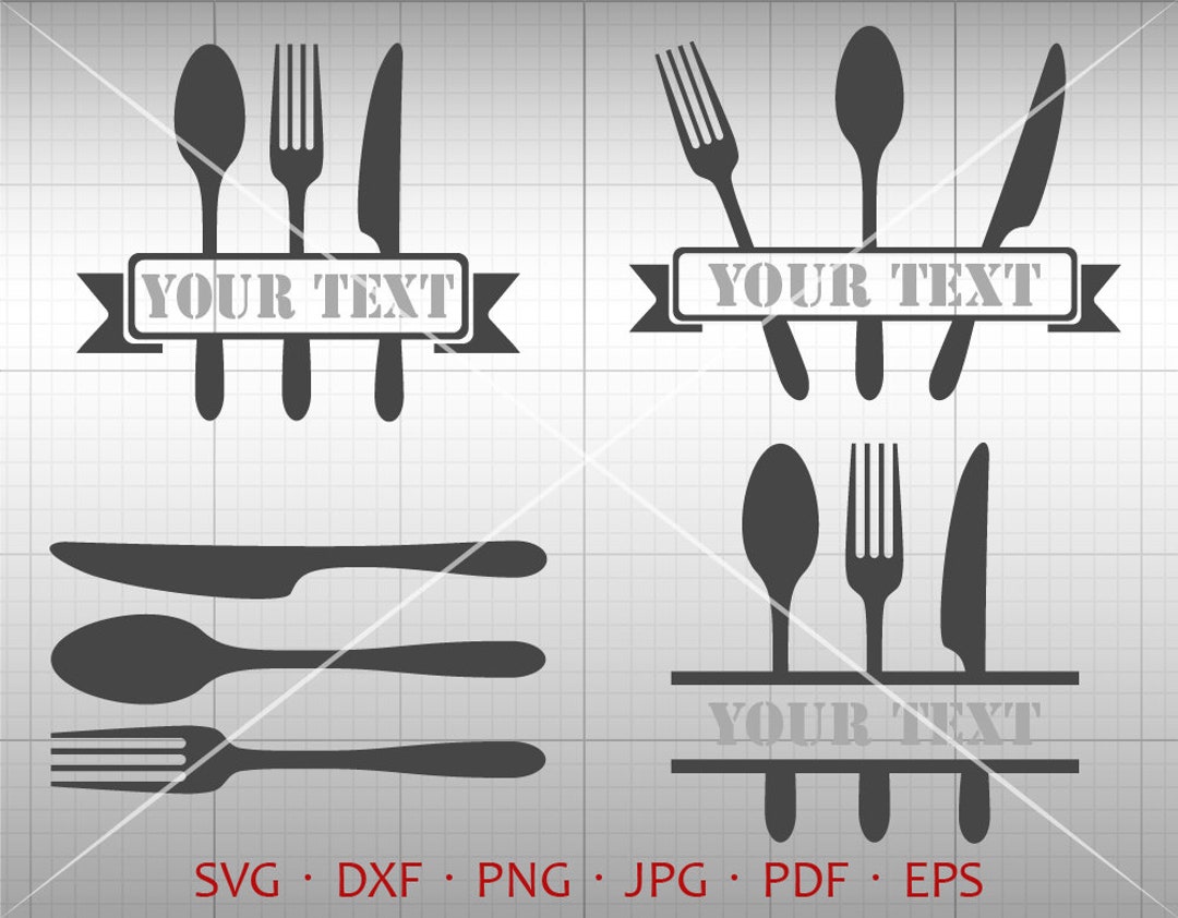 Kitchen Utensils SVG, Tableware Monogram Frame, Flourish Kitchen ...