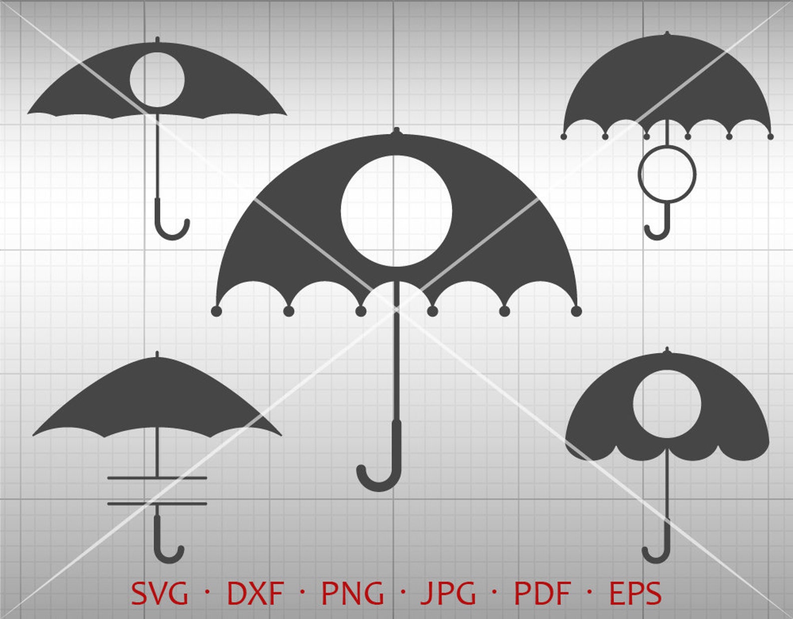 Umbrella SVG Umbrella Monogram Frame Umbrella Clipart DXF | Etsy