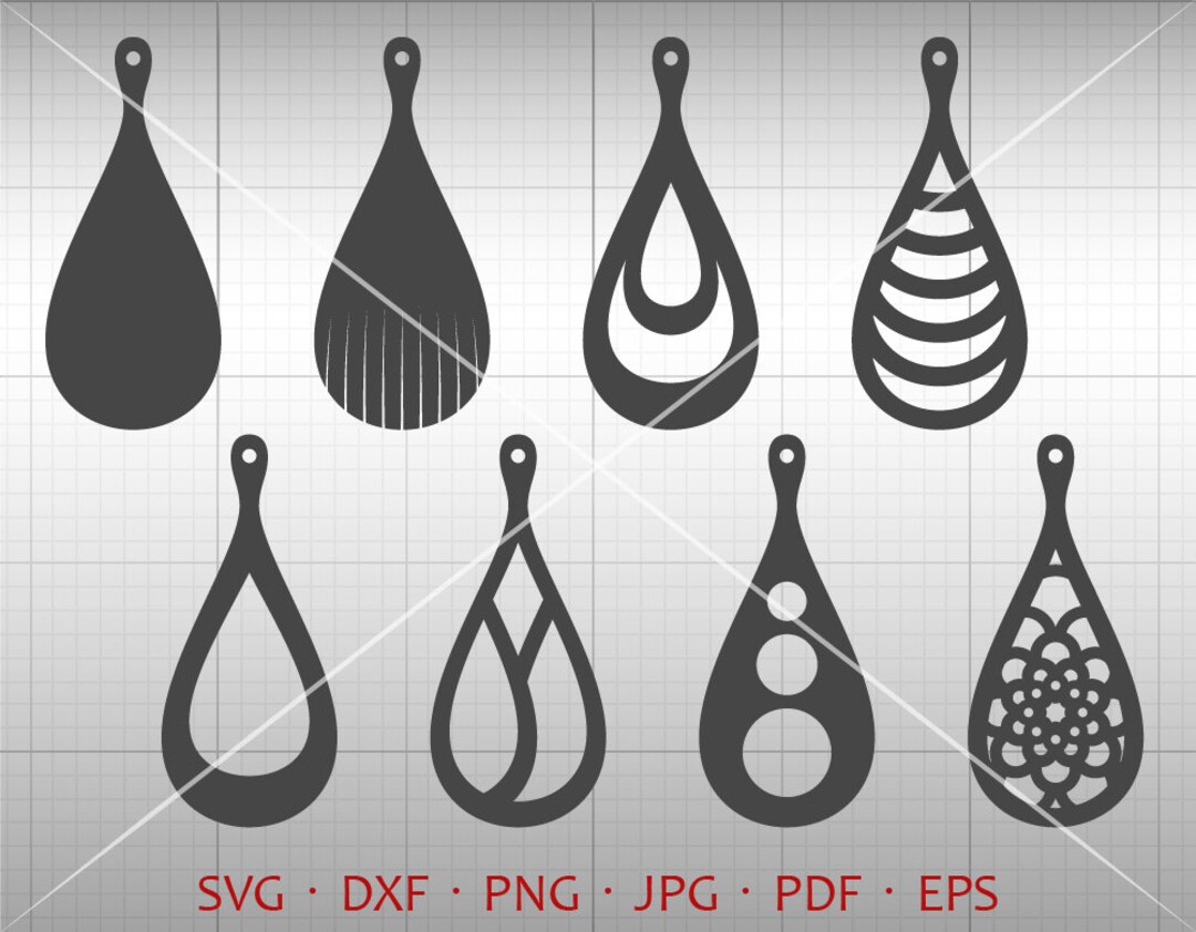 Long Tear Drop Earring SVG, Tear Drop SVG, Pendant Svg, Teardrop Vector ...