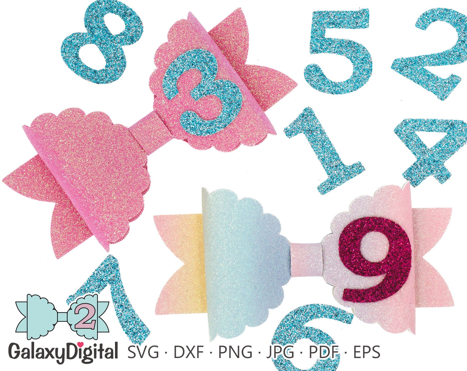Birthday Bow SVG Hair Bow SVG Scalloped Bow Template Age - Etsy